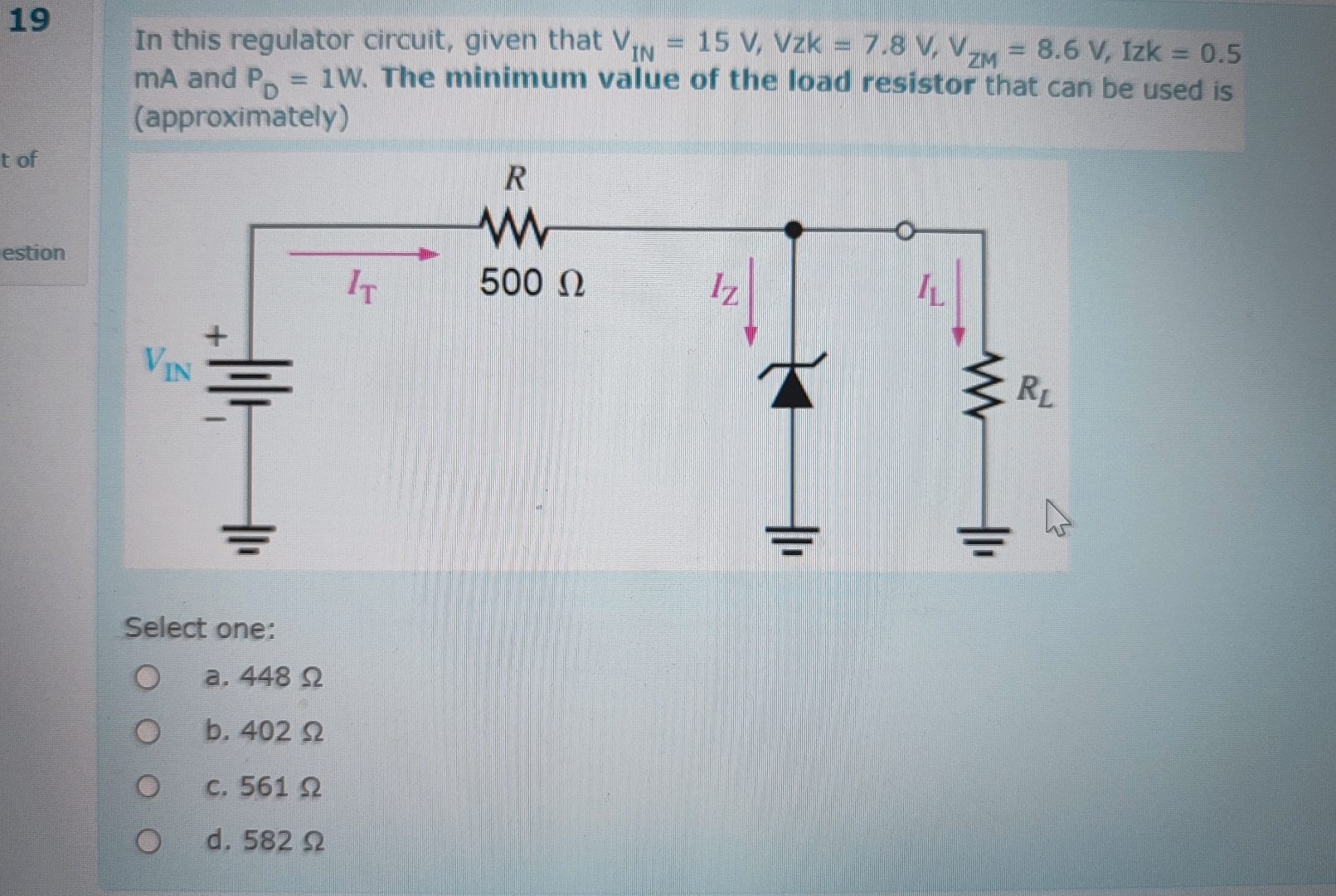 Solved 19In this regulator circuit, given that | Chegg.com