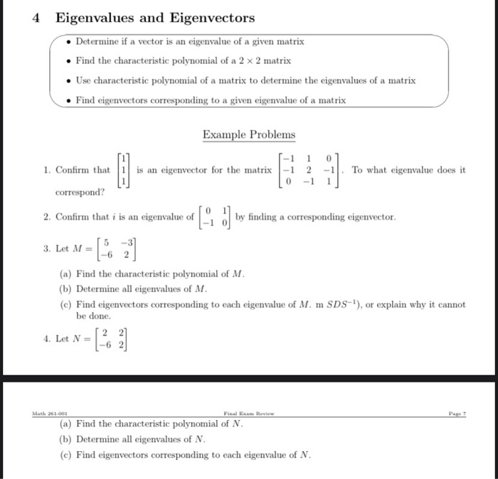 Solved 4. Eigenvalues and Eigenvectors • Determine if a | Chegg.com