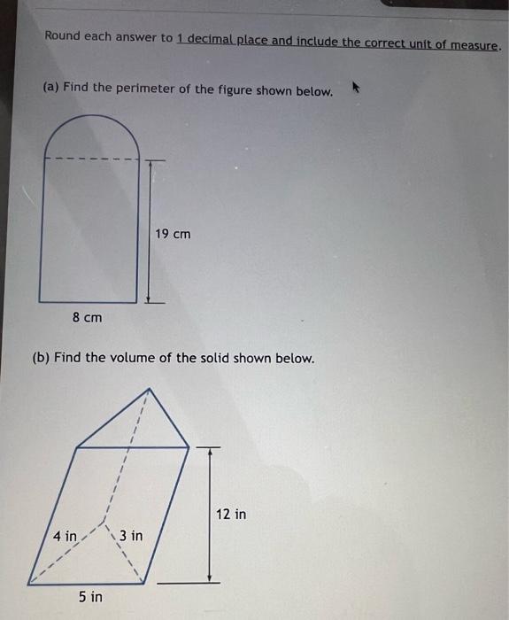 Solved Round each answer to 1 decimal place and include the | Chegg.com
