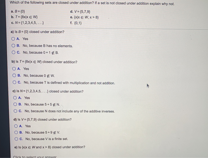 Solved Which Of The Following Sets Are Closed Under Chegg