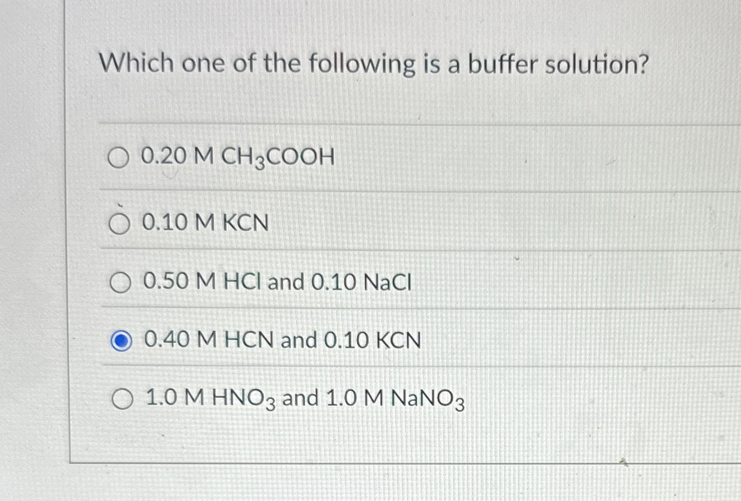 Solved Which one of the following is a buffer | Chegg.com