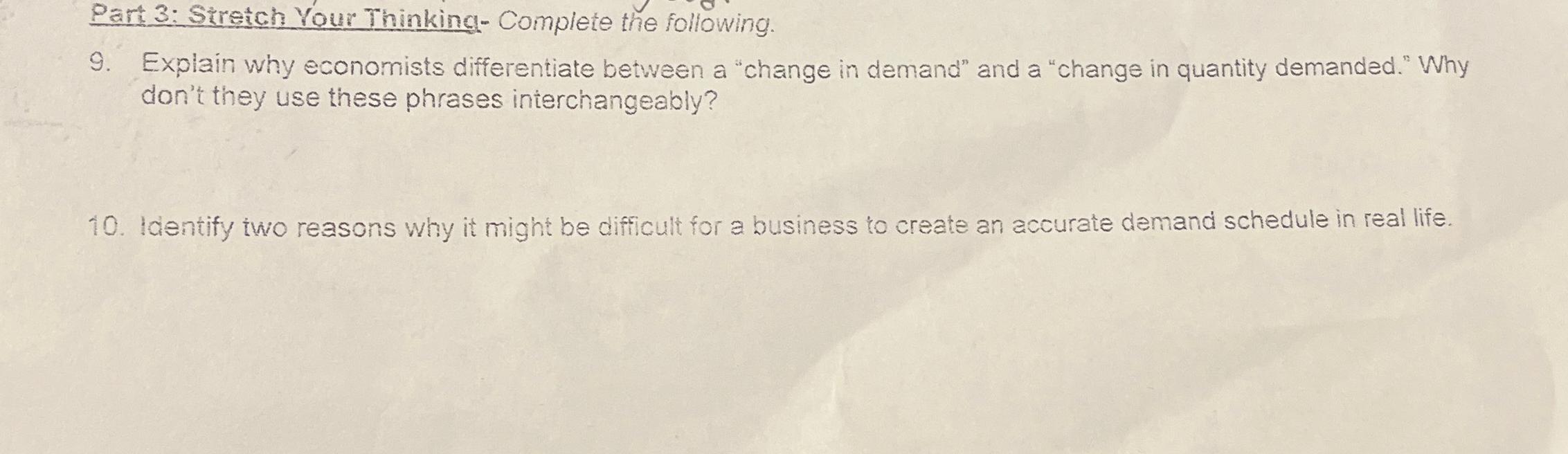 Solved Part 3: Stretch Your Thinking-Complete the | Chegg.com