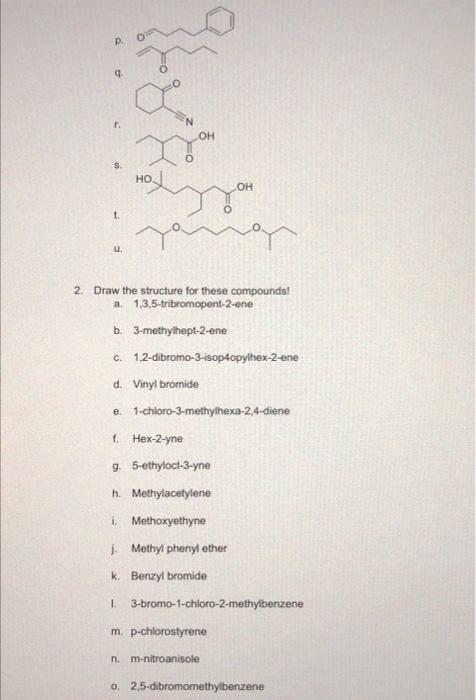 Solved D. q. f. s. t. 2. Draw the structure for these | Chegg.com