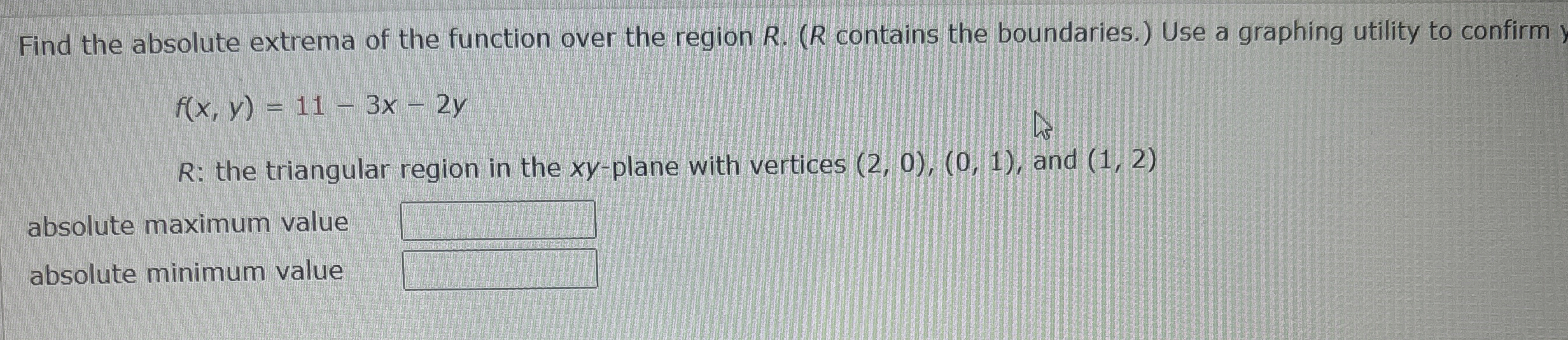 Solved Find the absolute extrema of the function over the | Chegg.com