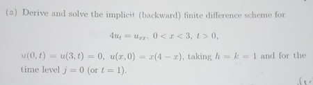 Solved (a) ﻿Derive and solve the implicit (backward) ﻿finite | Chegg.com