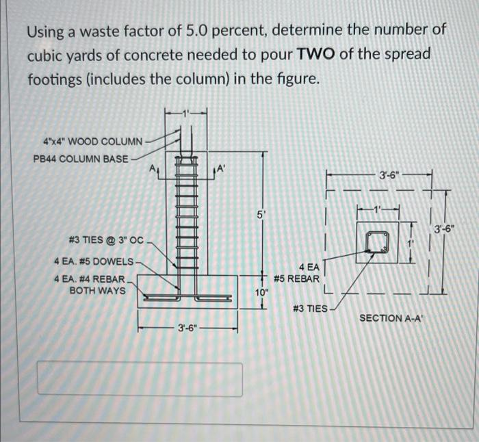 Solved Using a waste factor of 5.0 percent, determine the | Chegg.com