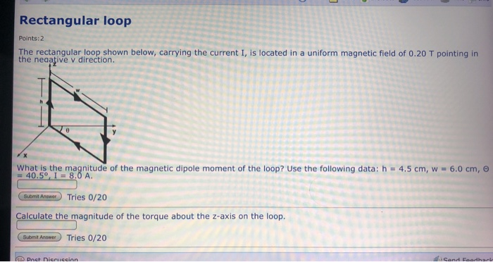 Solved Rectangular loop Points:2 The rectangular loop shown | Chegg.com