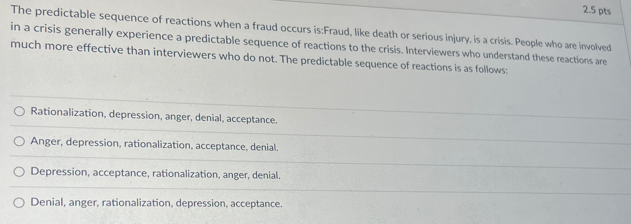 Solved The predictable sequence of reactions when a fraud | Chegg.com