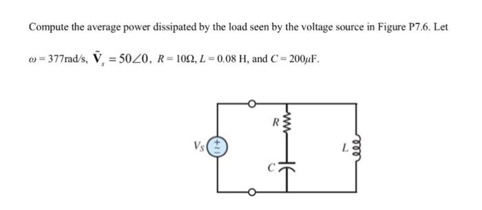 Solved Compute the average power dissipated by the load seen | Chegg.com