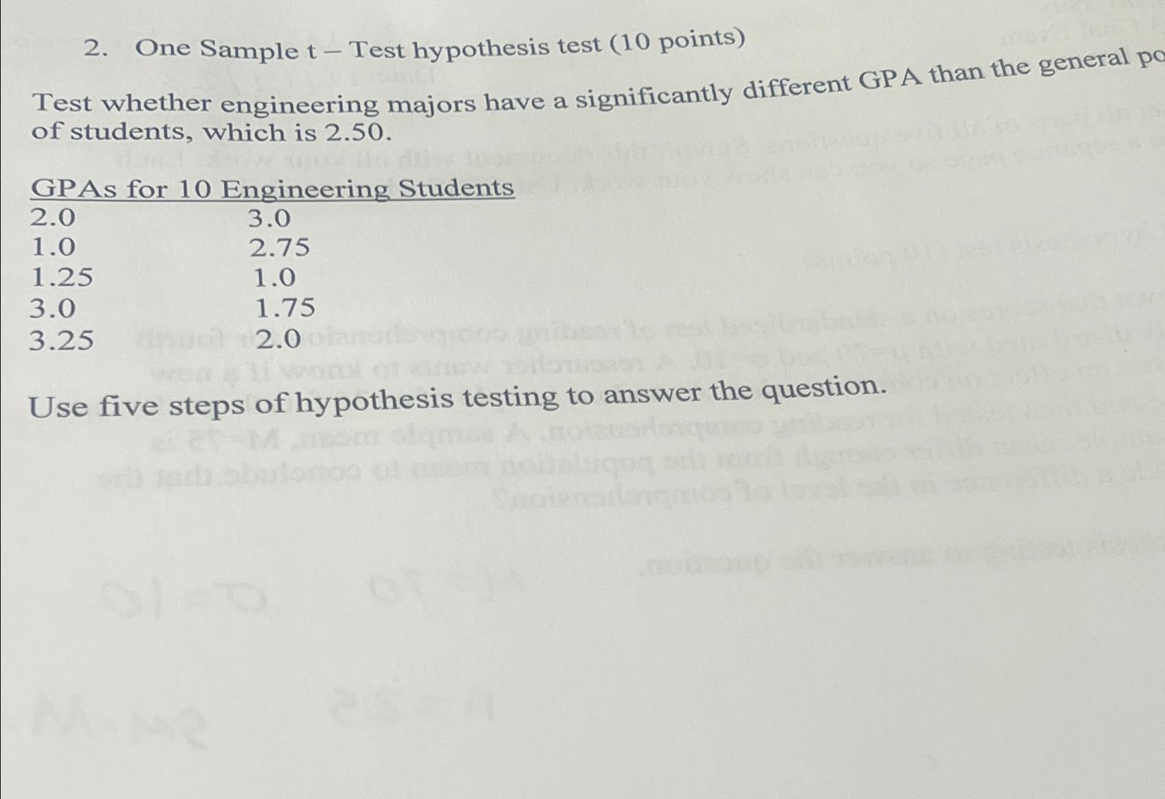 Solved One Sample t - ﻿Test hypothesis test ( 10 | Chegg.com