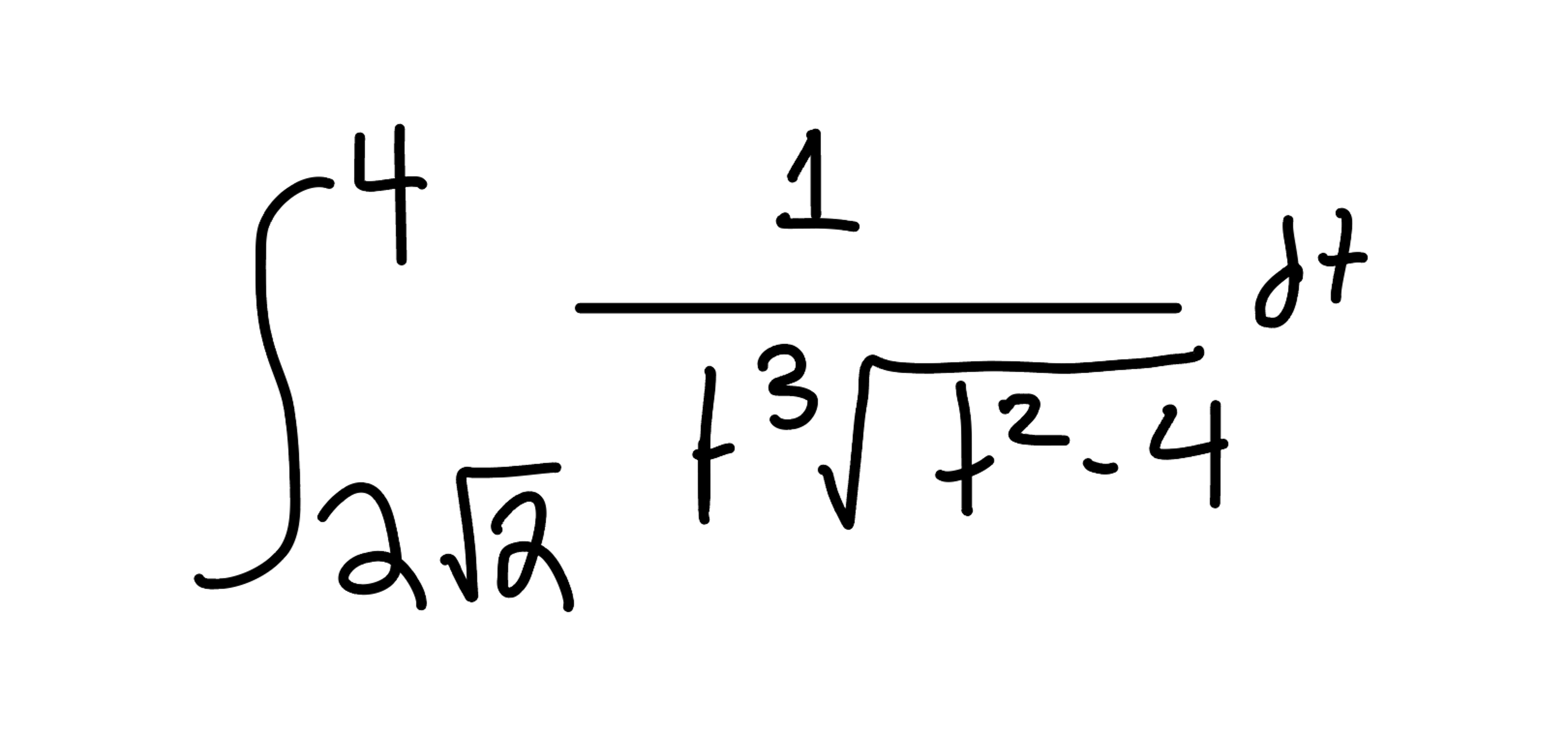 Solved integral of 1/t^3 (t^2-4) ﻿from 2 ﻿square root 2 ﻿to | Chegg.com
