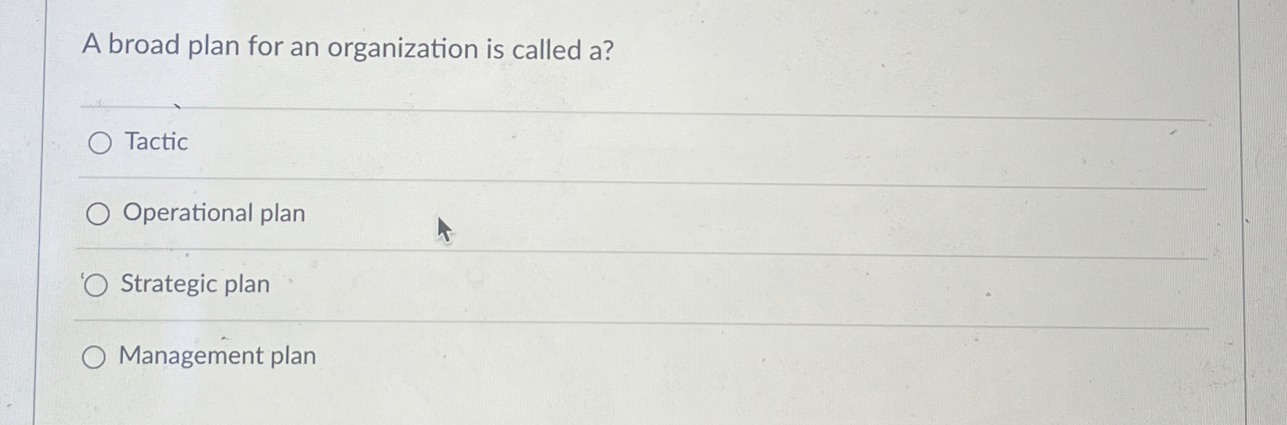 Solved A broad plan for an organization is called | Chegg.com