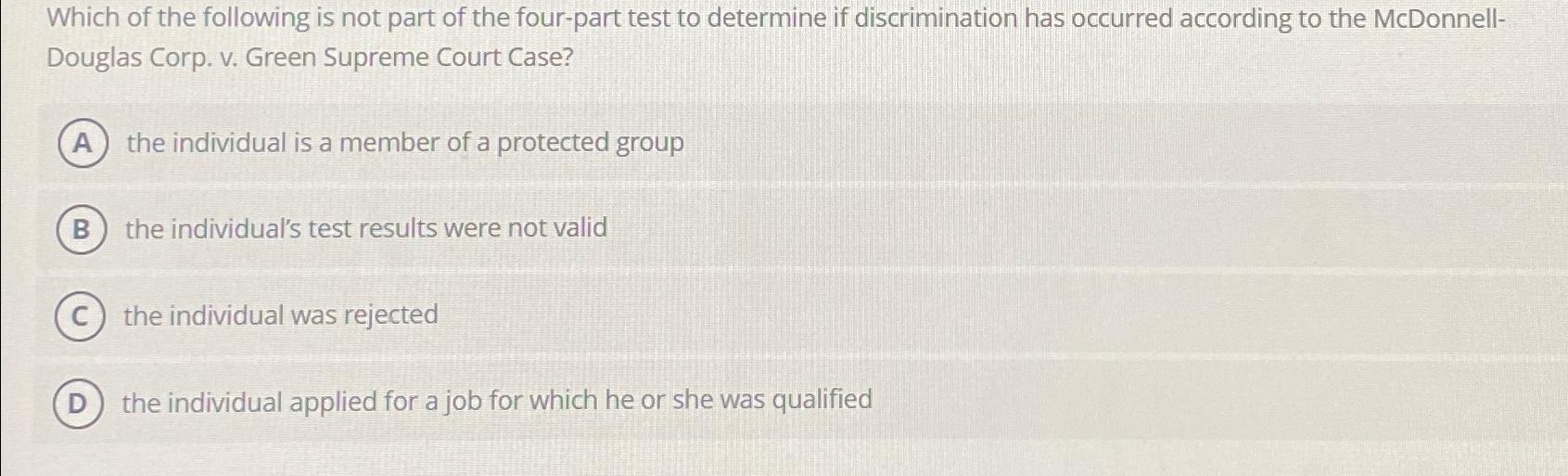 Solved Which of the following is not part of the four-part | Chegg.com