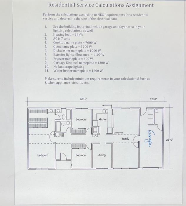 1 2. Residential Service Calculations Assignment | Chegg.com