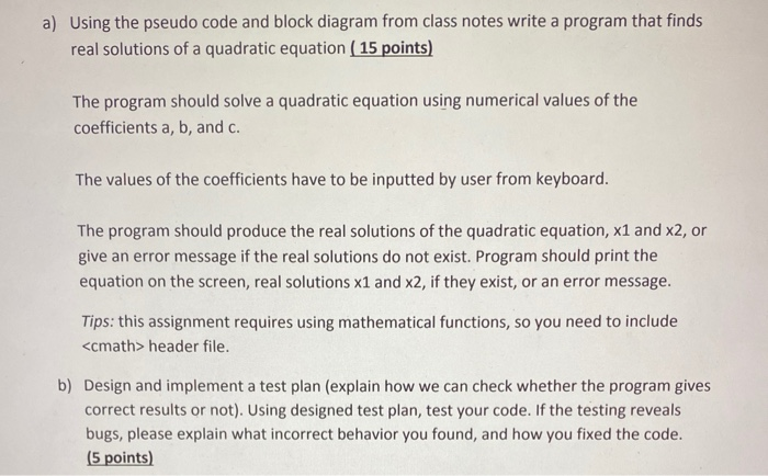 Solved a) Using the pseudo code and block diagram from class | Chegg.com