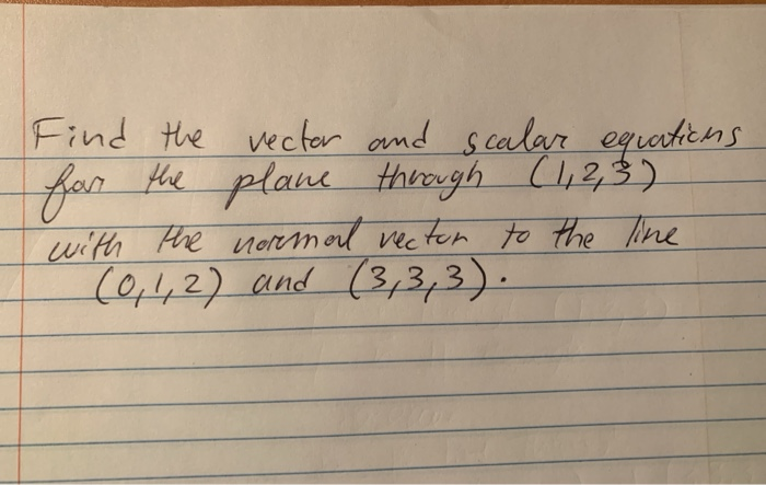 Solved Find the vector and scalar equations for the plane | Chegg.com