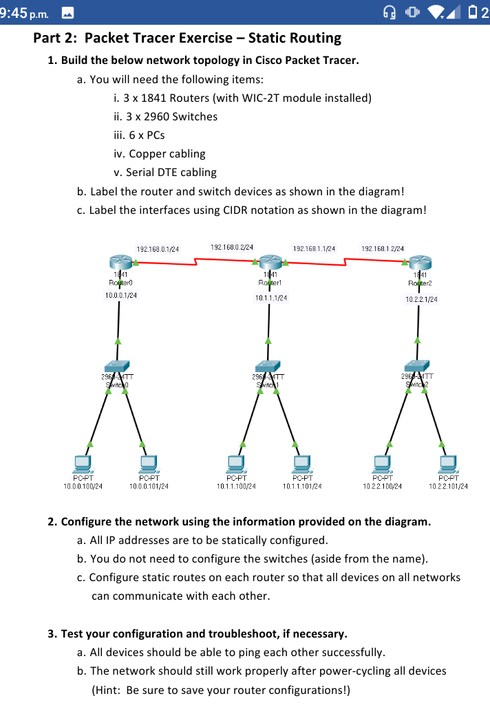 Solved Network Fundamentals - Assignment #3 Part 1: Cisco | Chegg.com