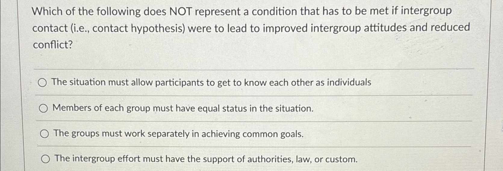 Solved Which of the following does NOT represent a condition | Chegg.com
