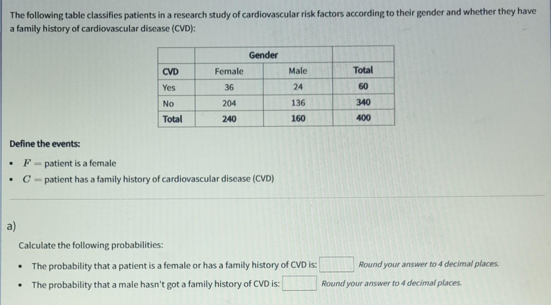 Solved The following table classifies patients in a research | Chegg.com