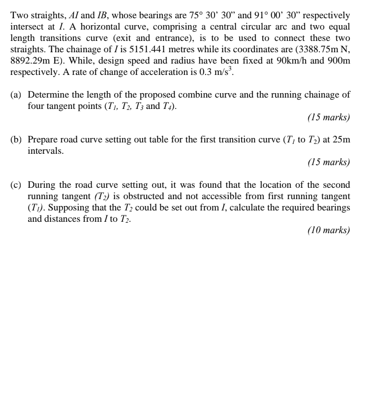Solved Two straights, AI ﻿and IB, ﻿whose bearings are | Chegg.com