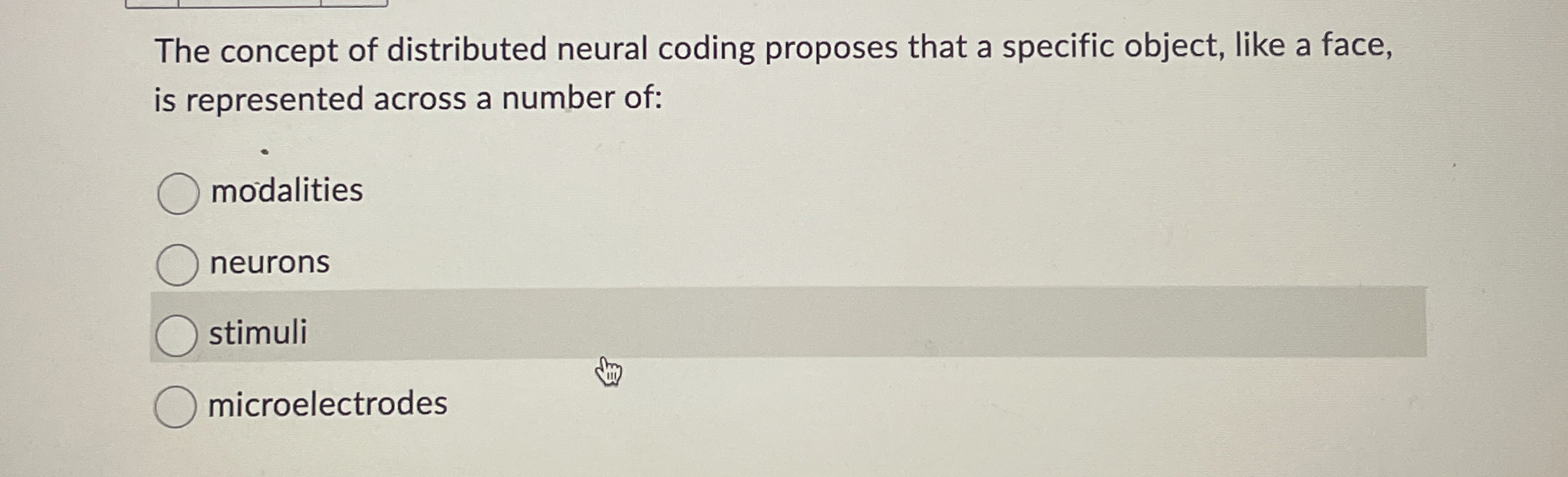 Solved The concept of distributed neural coding proposes | Chegg.com