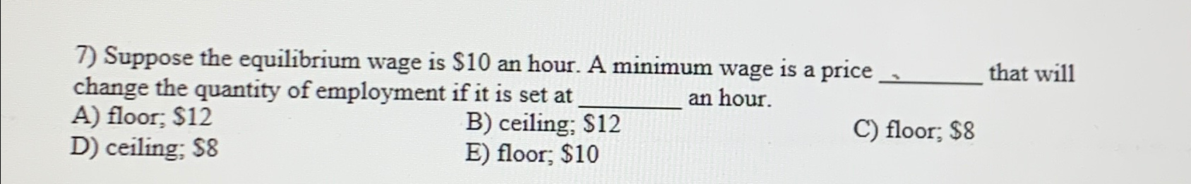 Solved Suppose the equilibrium wage is $10 ﻿an hour. A | Chegg.com