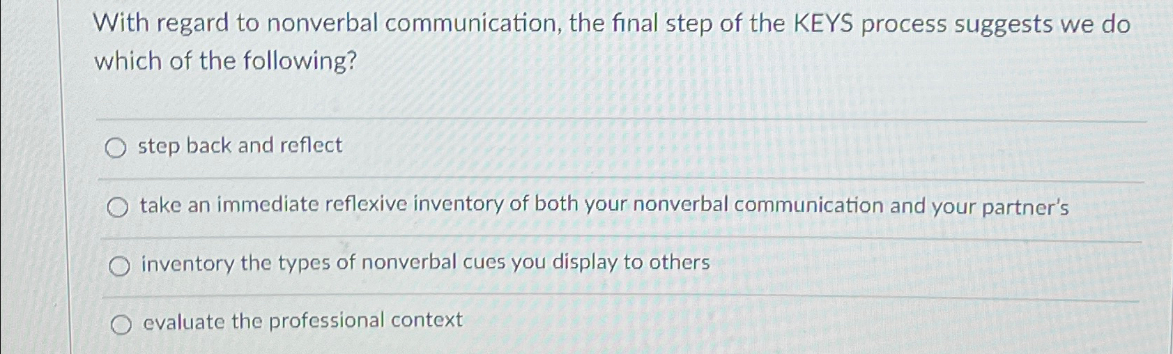 Solved With regard to nonverbal communication, the final | Chegg.com