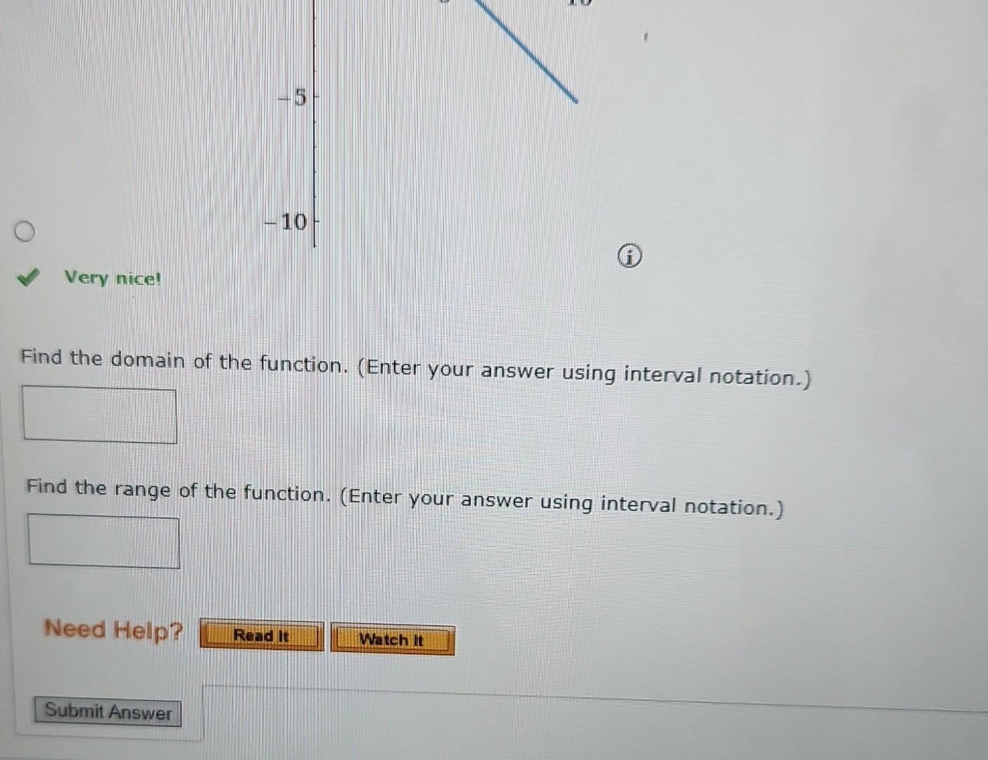 Solved Very nice! Find the domain of the function. (Enter | Chegg.com