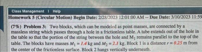 Solved (7\%) Problem 3: Two blocks, which can be modeled as | Chegg.com