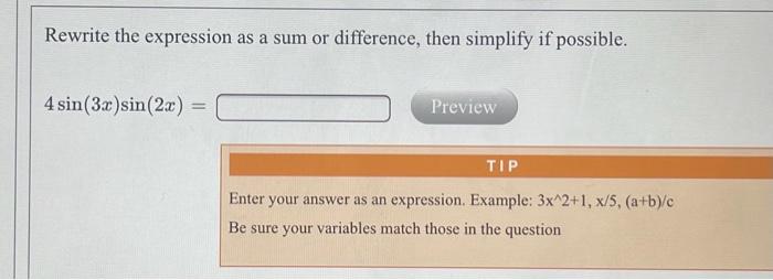 Solved Rewrite the expression as a sum or difference, then | Chegg.com