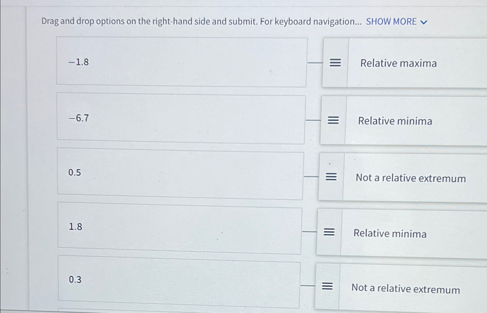 Drag and drop options on the right-hand side and | Chegg.com