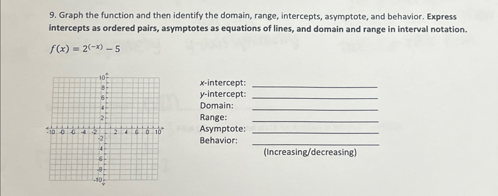 Solved Graph the function and then identify the domain, | Chegg.com