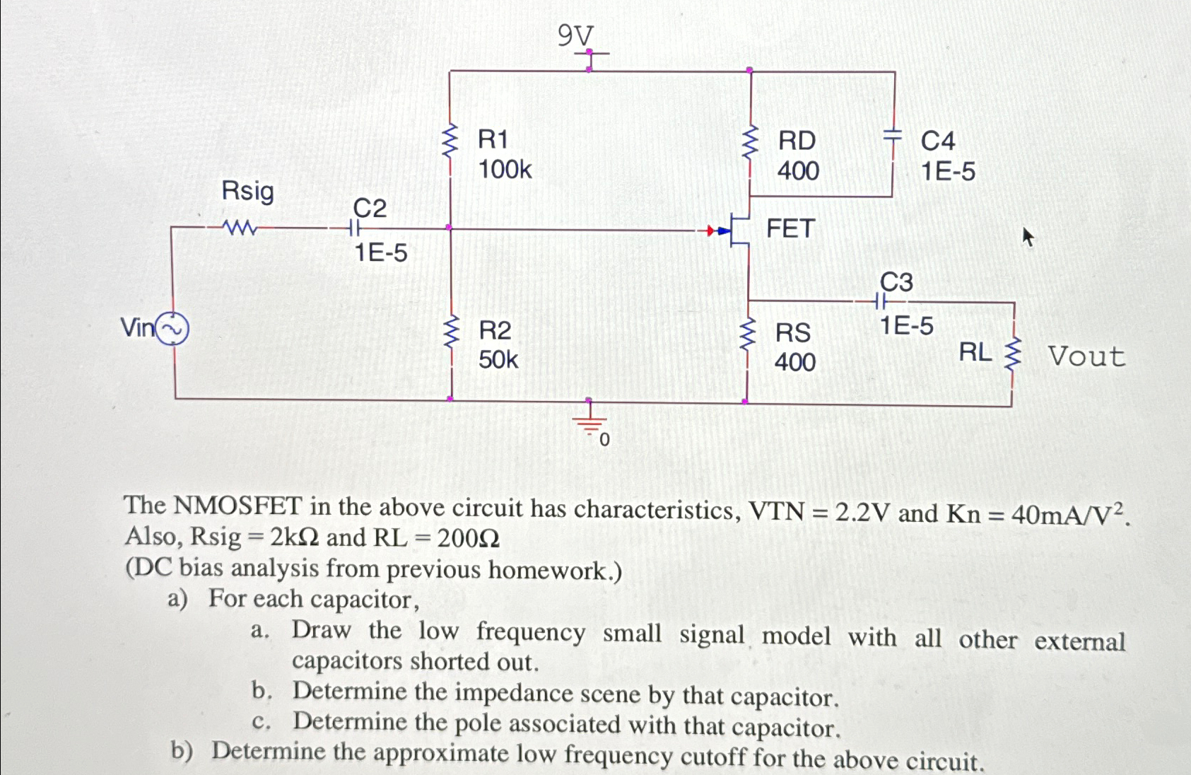 Solved The NMOSFET in the above circuit has characteristics, | Chegg.com