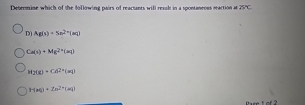 Solved Determine which of the following pairs of reactants | Chegg.com