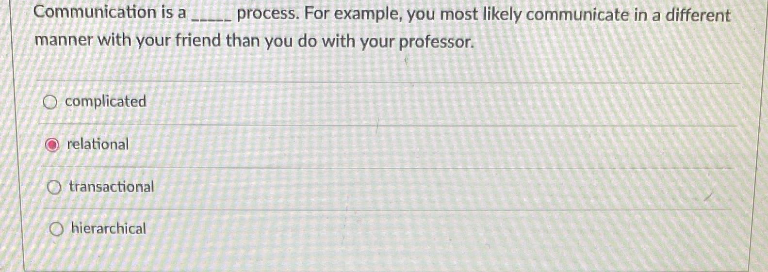Solved Communication is a process. For example, you most | Chegg.com