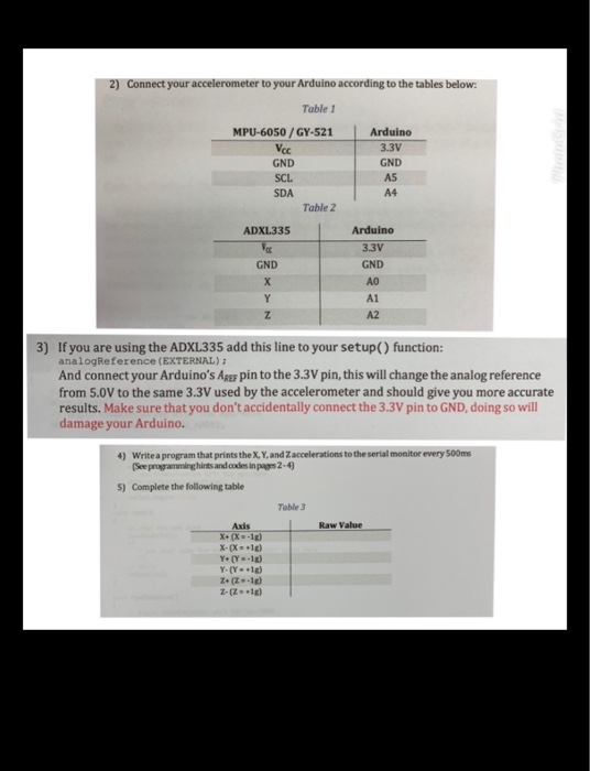 Solved 2) Connect your accelerometer to your Arduino | Chegg.com