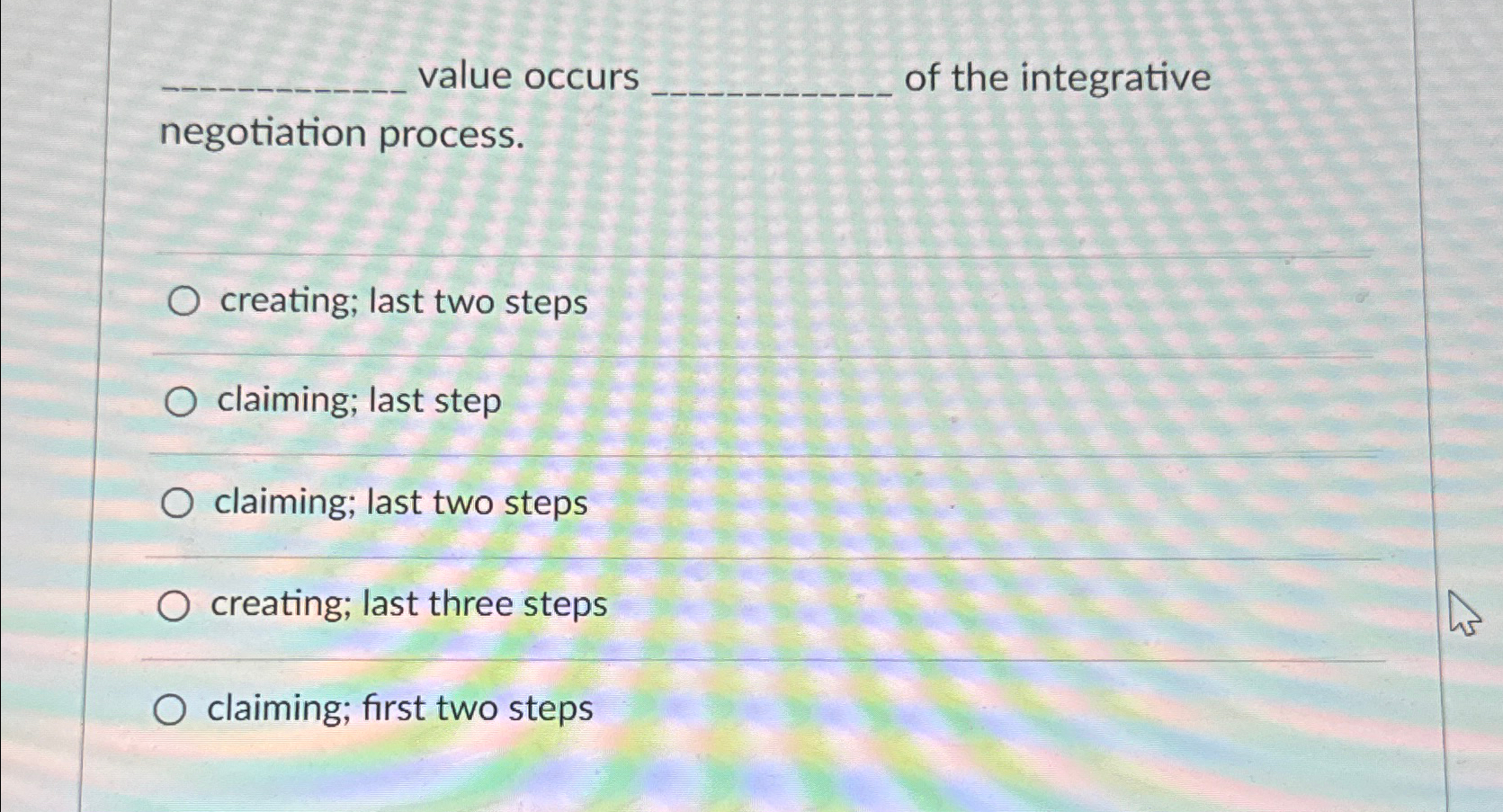 Solved value occurs ﻿of the integrative negotiation | Chegg.com