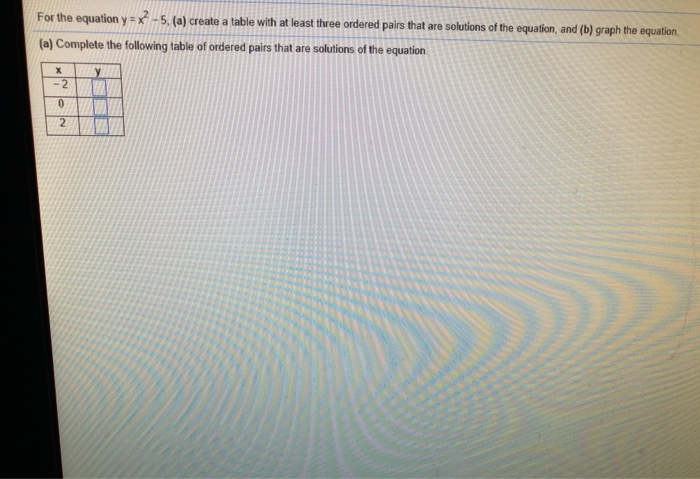 Solved For the equation y=x2-5. (a) create a table with at | Chegg.com