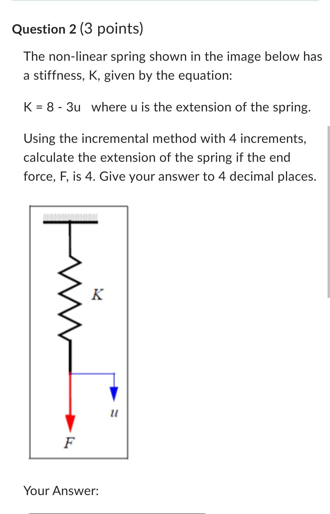 Solved Question 2 (3 points) The non-linear spring shown in | Chegg.com