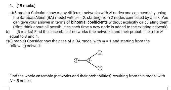 Solved a) (6 marks) Calculate how many different networks | Chegg.com