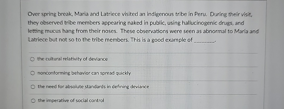 Solved Over spring break, Maria and Latriece visited an | Chegg.com