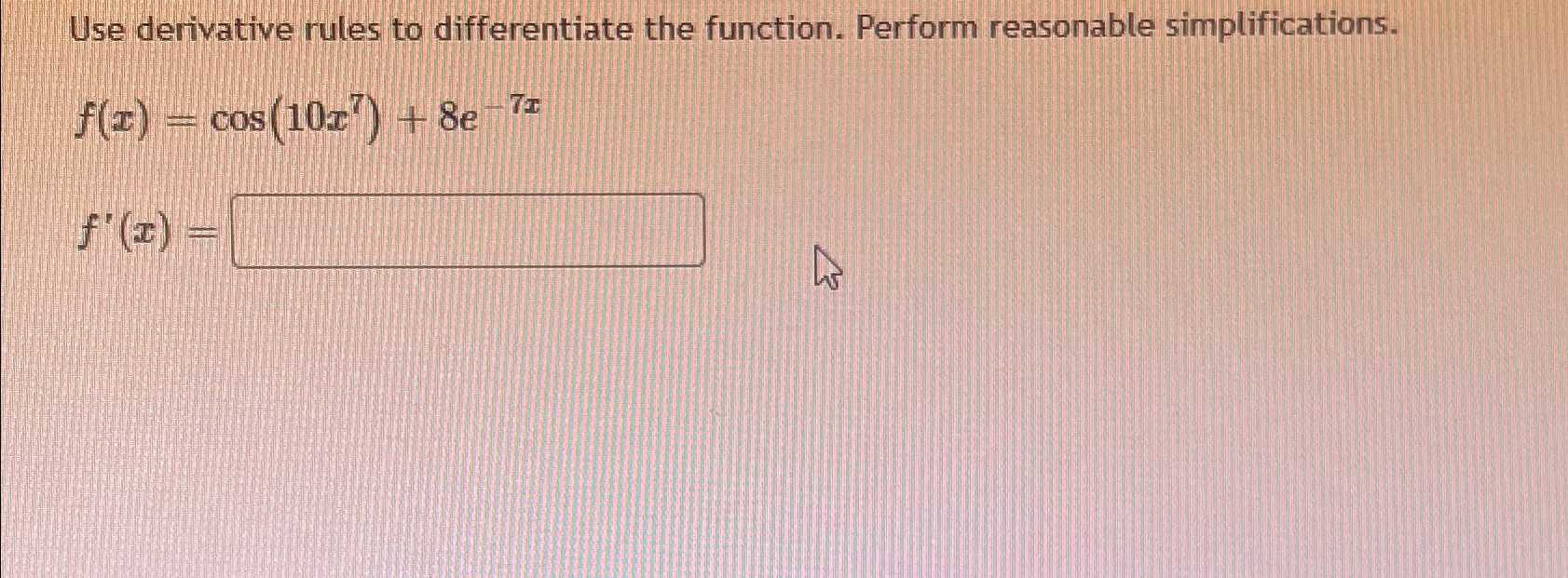 Solved Use derivative rules to differentiate the function. | Chegg.com