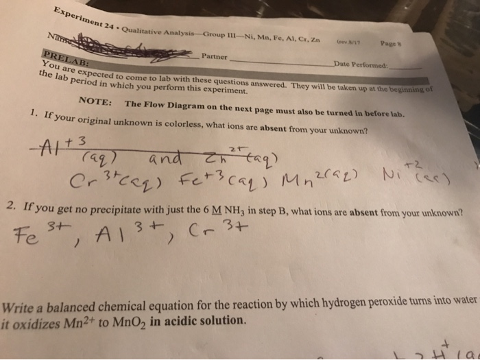 Solved 1. If your original unknown is colorless, what ions | Chegg.com