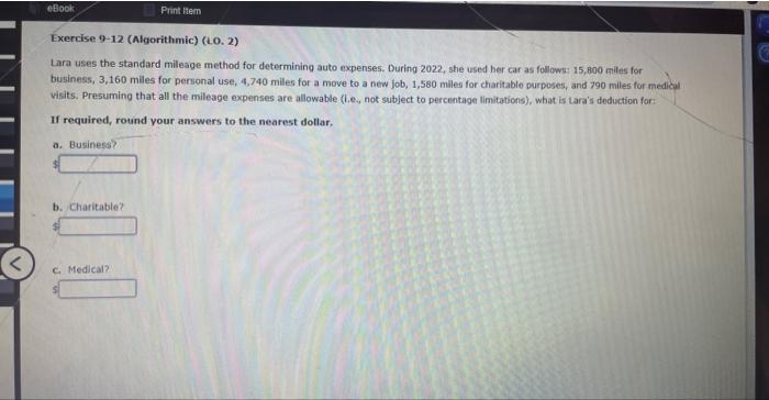 Solved Lara uses the standard mileage method for determining | Chegg.com