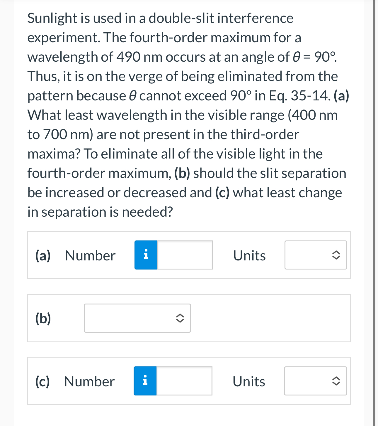 Solved Sunlight is used in a double-slit interference | Chegg.com