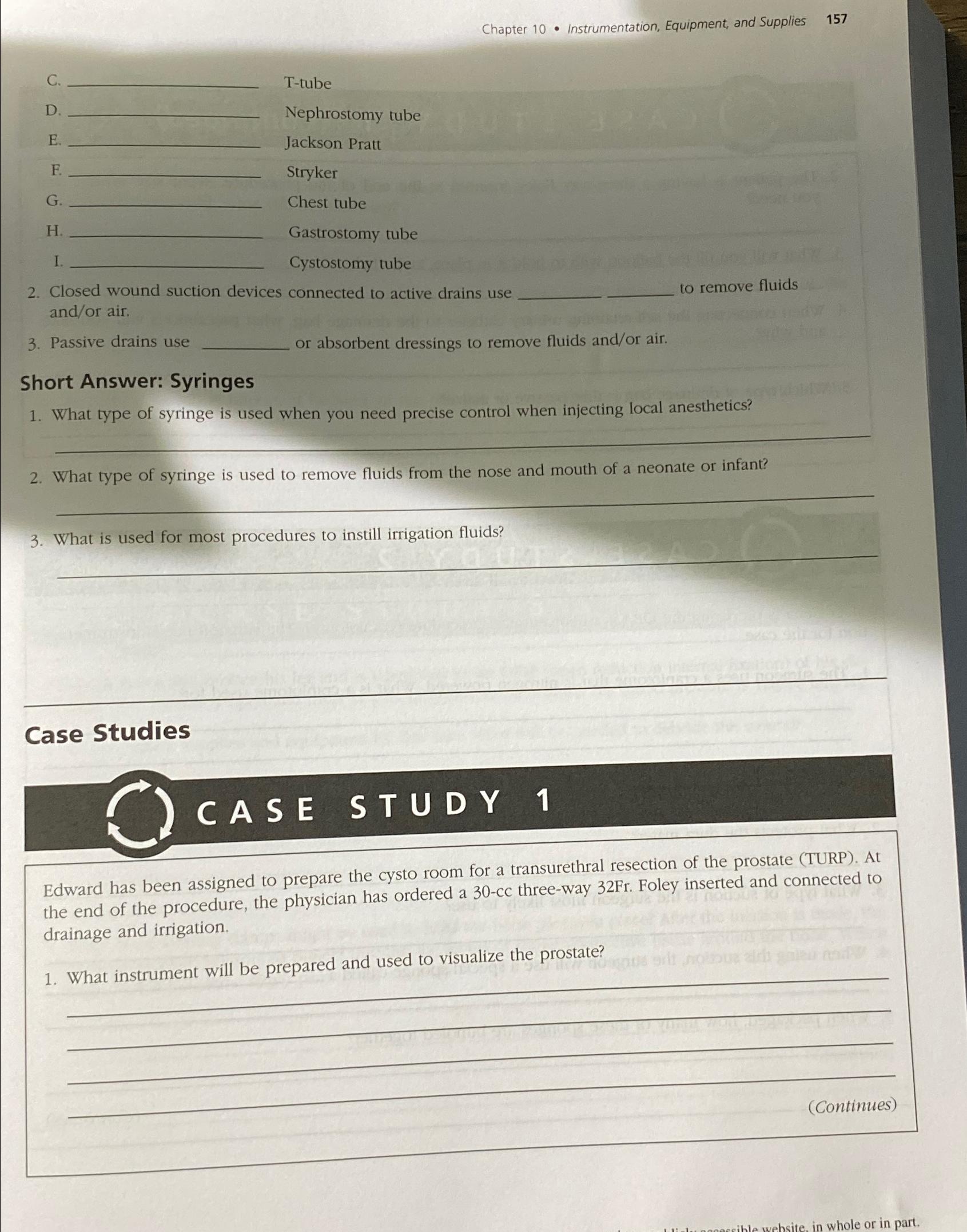 Solved Chapter 10* ﻿Instrumentation, Equipment, and | Chegg.com