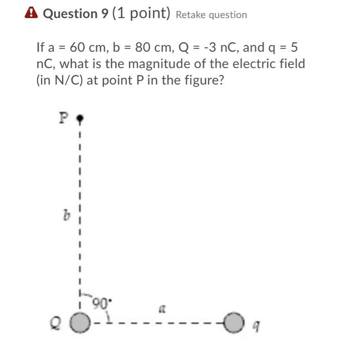 Solved A Question 9 (1 point) Retake question If a = 60 cm, | Chegg.com