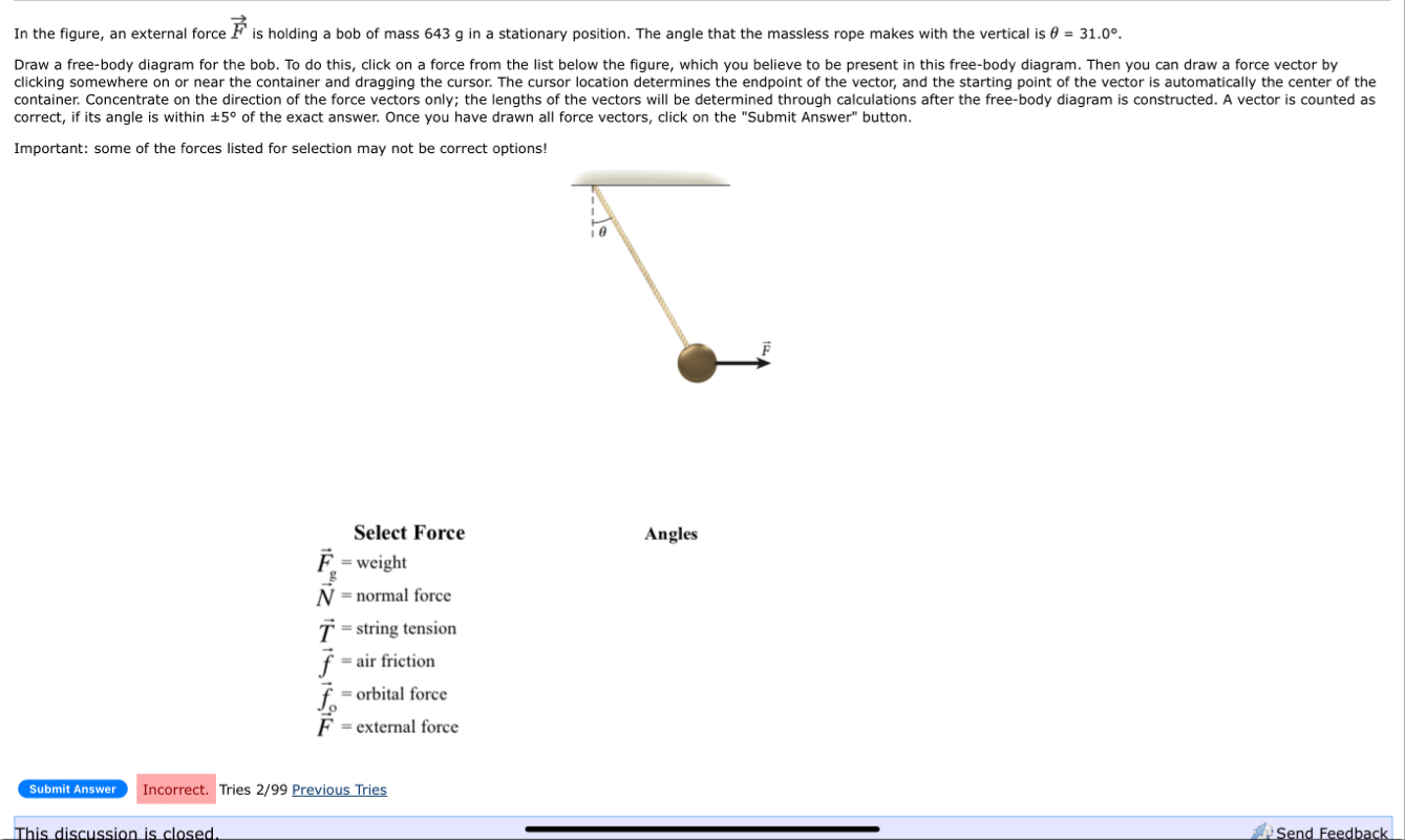 In the figure, an external force vec(F) ﻿is holding a | Chegg.com