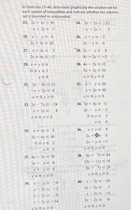 Solved In Exercises 23-40, determine graphically the | Chegg.com