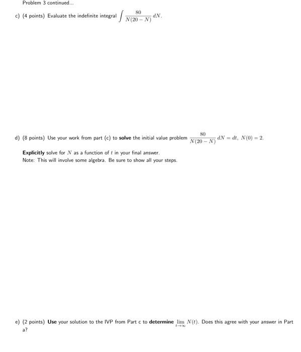 Solved Problem 3 continued... c) (4 points) Evaluate the | Chegg.com
